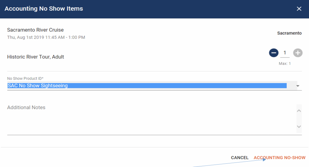 Accounting – How to Update a No Show Booking in Anchor – Anchor