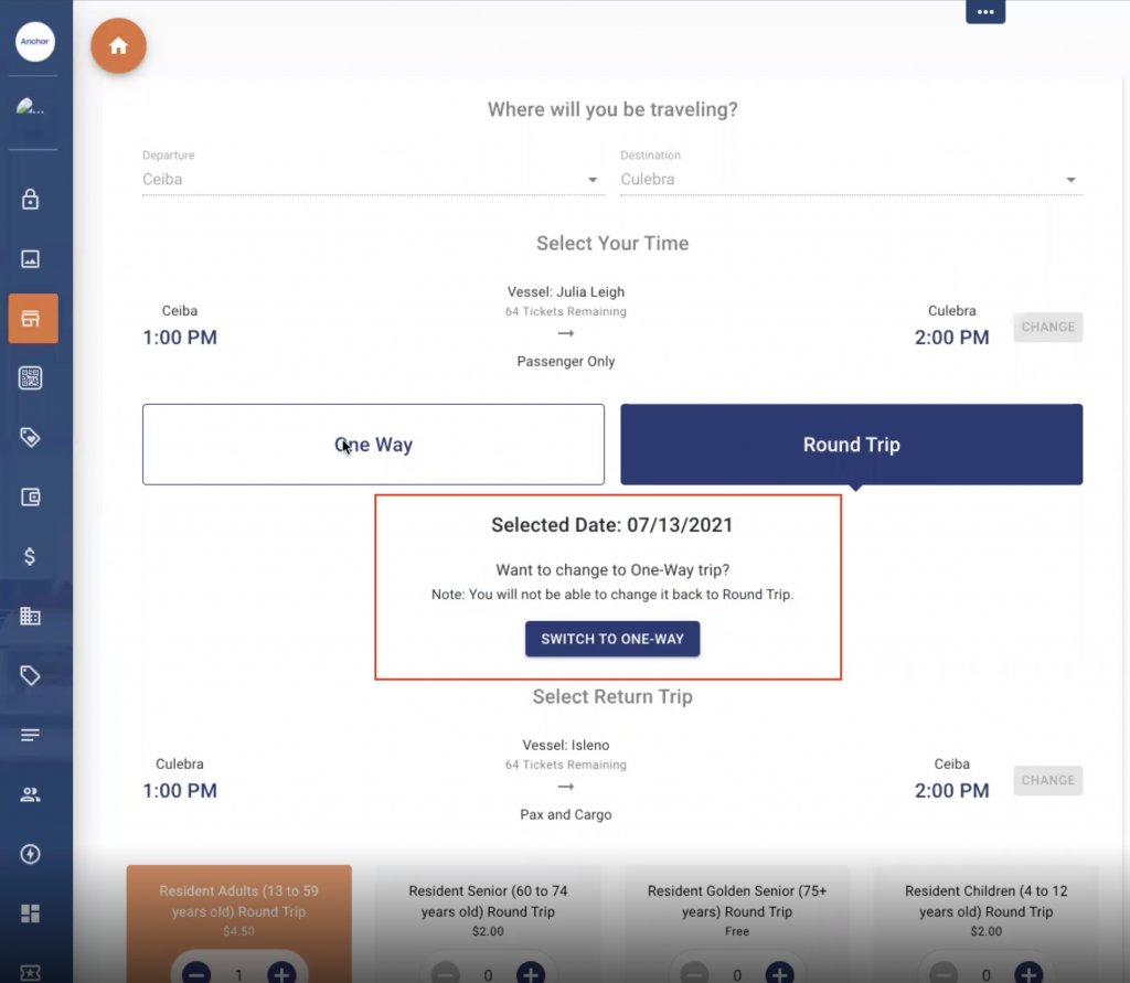 Edit Order Feature – Switch Round Trip to One Way Ticket – Anchor